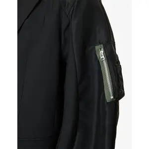 Sacai Tailored Contrast Wool-blend And Nylon Jacket