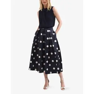 PHASE EIGHT Polka-dot Woven Midi Skirt