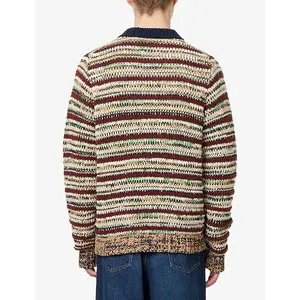 Sacai Collared Striped Knitted Jumper