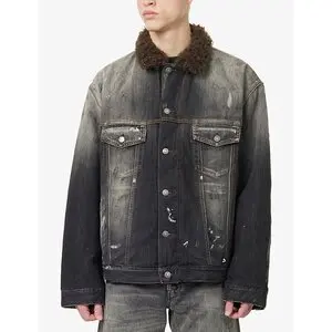 Acne Studios Faux-fur-collar Padded Denim Jacket - Black