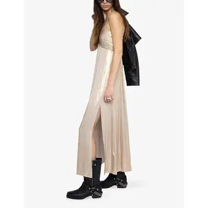 Zadig&Voltaire Rippie Pleated-bodice Satin Maxi Dress
