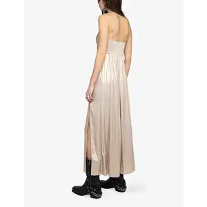 Zadig&Voltaire Rippie Pleated-bodice Satin Maxi Dress