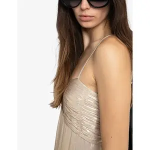 Zadig&Voltaire Rippie Pleated-bodice Satin Maxi Dress