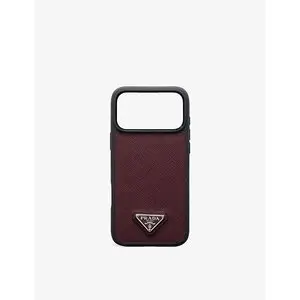 Prada Brand-plaque Leather Iphone 17 Pro Phone Case - Burgundy