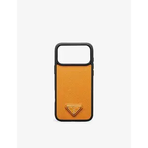 Prada Brand-plaque Leather Iphone 17 Pro Phone Case