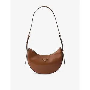Prada Arqué Small Leather Shoulder Bag - Brown