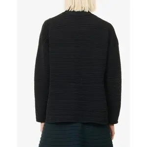 Issey Miyake Crepe High-neck Knitted Top - Black