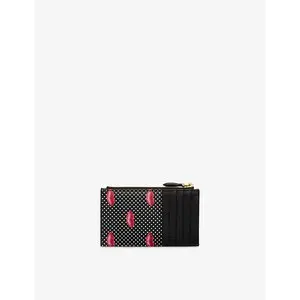 Prada Graphic-print Leather Card Holder - Black
