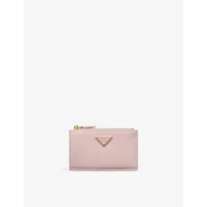 Prada Graphic-print Leather Card Holder 1 Size Pink