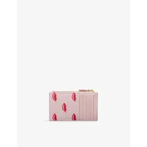 Prada Graphic-print Leather Card Holder - Pink