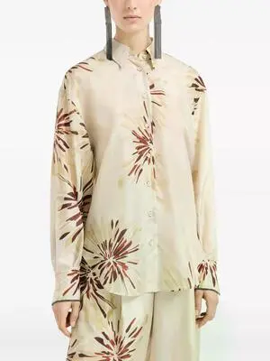 Brunello Cucinelli Silk Bloom Print Shirt