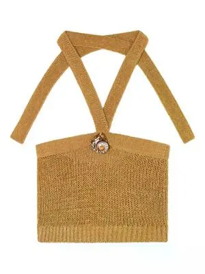 Alanui Halterneck Embellished Tank Top - Brown