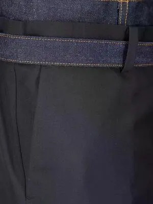 Sacai Tailored Trousers With Denim Trim - Black