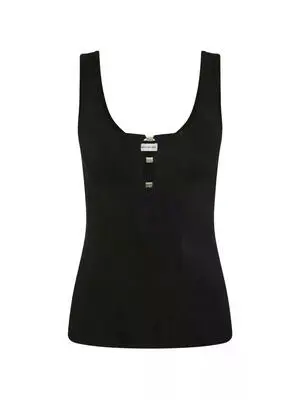 Rebecca Vallance Lorcan Ribbed Knit Scoop Neck Sleeveless Top - Black