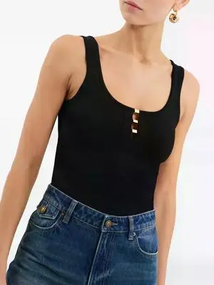 Rebecca Vallance Lorcan Ribbed Knit Scoop Neck Sleeveless Top - Black