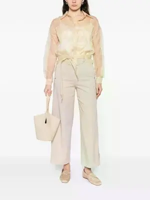 PANICALE Sheer Finish Button-up Shirt With Chest Pockets