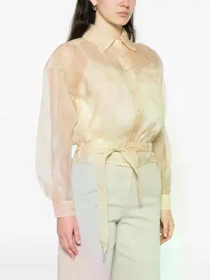 PANICALE Sheer Finish Button-up Shirt With Chest Pockets