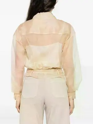 PANICALE Sheer Finish Button-up Shirt With Chest Pockets