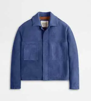 TOD'S Coach Jacket In Pashmy Suede - Blue