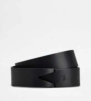 TOD'S Greca Leather Belt - Black