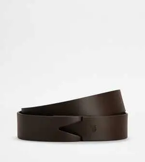 TOD'S Greca Leather Belt - Brown