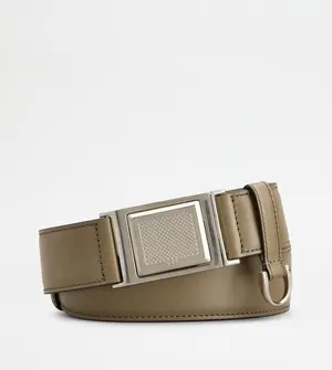 TOD'S Belt In Leather With Branded Buckle - Grey