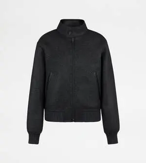 TOD'S Bomber Jacket In Double Cashmere - Grey