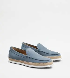 TOD'S Nubuck Slip-ons With Raffia Detailing