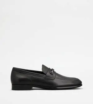 TOD'S Leather Loafers With Metal T-clamp - Black