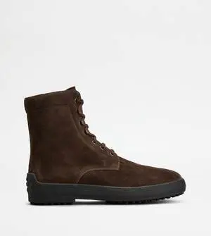 TOD'S Winter Gommino Ankle Boots In Suede - Brown