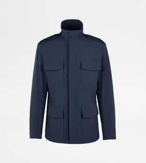 TOD'S Field Jacket In Technical Fabric - Blue