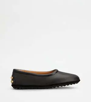 TOD'S Metal Dots Nappa Leather Ballerinas - Black