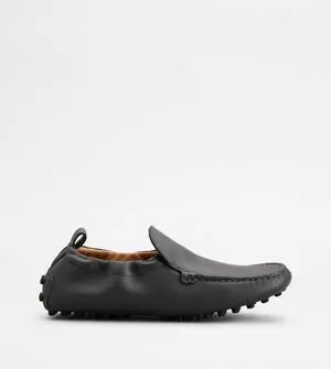 TOD'S Glove Gommino Leather Loafers - Grey