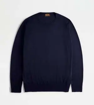 TOD'S Round-neck Pullover In T15 Wool - Blue