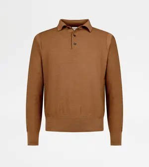 TOD'S Polo Shirt In Wool Piquet - Brown
