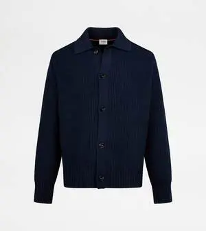 TOD'S Cashmere Blend Polo Cardigan - Blue