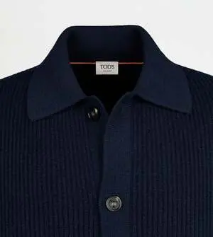 TOD'S Cashmere Blend Polo Cardigan - Blue
