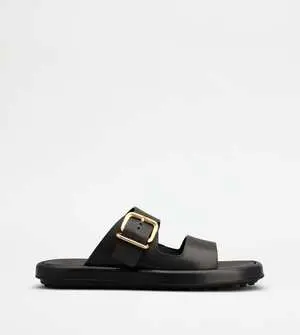TOD'S Leather Sandals - Black
