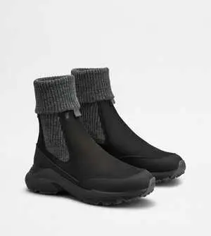 TOD'S Chelsea Boots In Nubuck And Knit