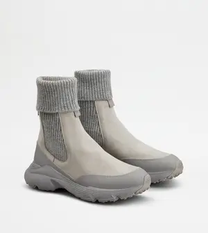 TOD'S Chelsea Boots In Nubuck And Knit