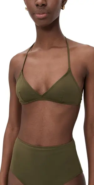 NILI LOTAN Triangle Bikini Top - Olive Green