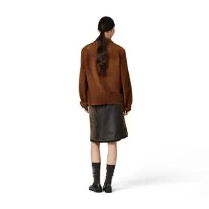 Miu Miu Waxed Suede Leather Blouson Jacket - Brandy