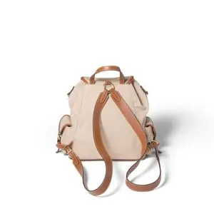 Miu Miu Canvas And Leather Backpack - Cord Beige/brandy