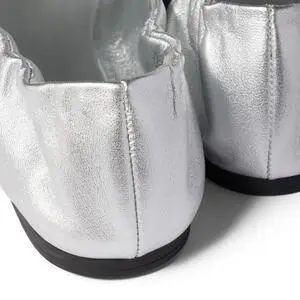 Miu Miu Ruched Nappa Leather Ballerinas - Silver