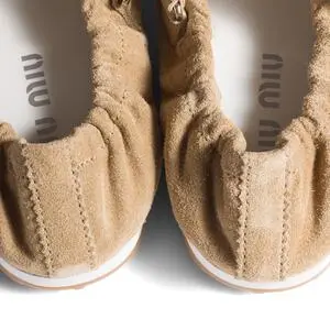 Miu Miu Plume Suede Ballerinas - Desert Beige