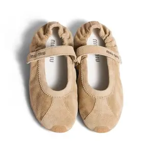 Miu Miu Plume Suede Ballerinas - Desert Beige
