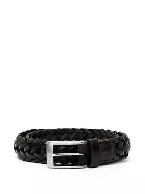 Canali Braided Leather Belt - Black