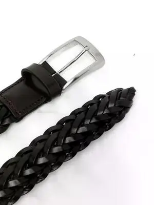 Canali Braided Leather Belt - Black