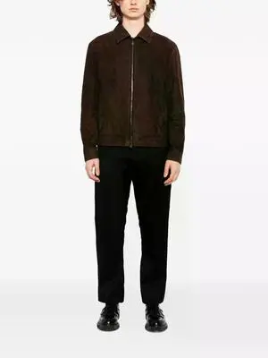 Canali Suede Zip Jacket - Brown