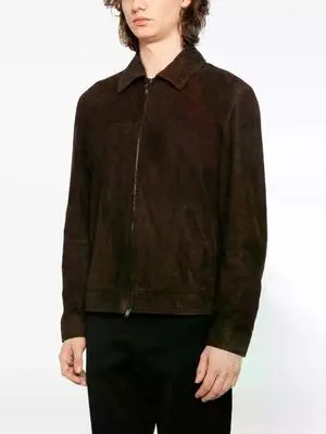 Canali Suede Zip Jacket - Brown